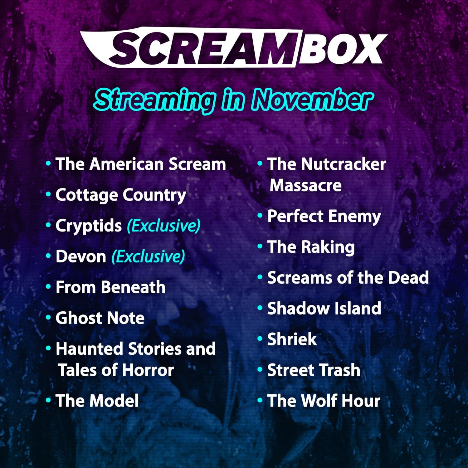 Screambox November Streaming Line-Up Includes Devon, Cryptids, Street ...